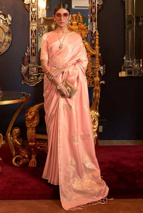 Kobi Pink Banarasi Saree – MOR ETHNICS